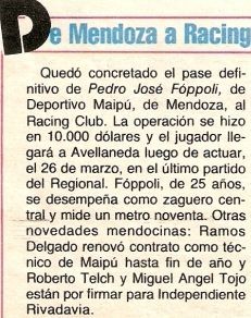 Fóppoli a Racing (1986) | En Una Baldosa